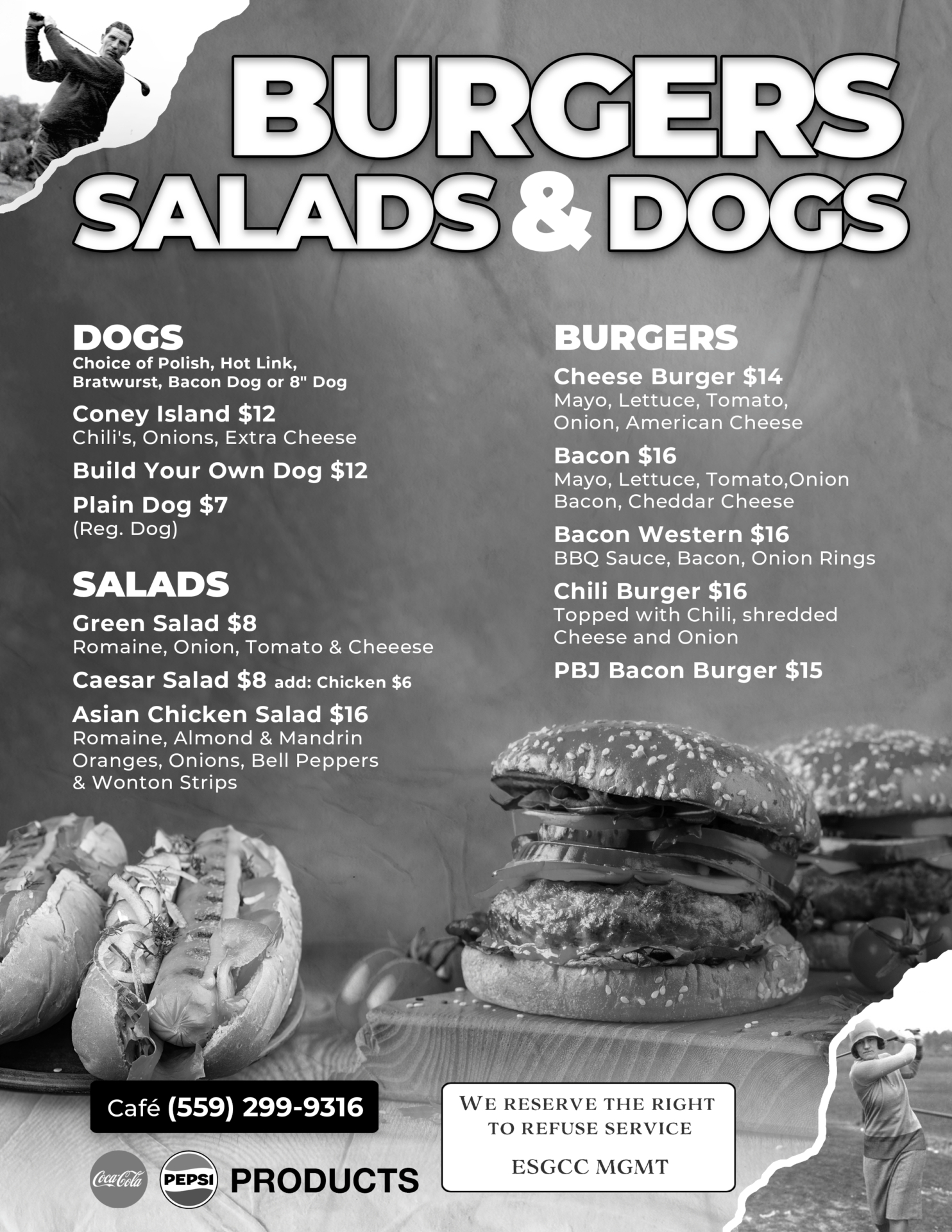 Cafe Menu & Hours - Eagle Springs GCC - Pro Shop